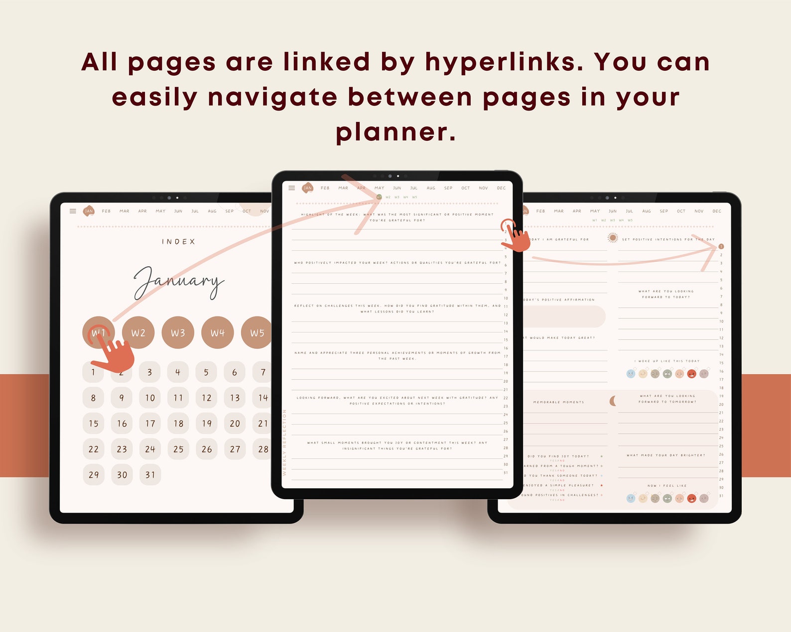 Gratitude Journal Printable Undated Hyperlinked Pages Daily iPad Pro ...