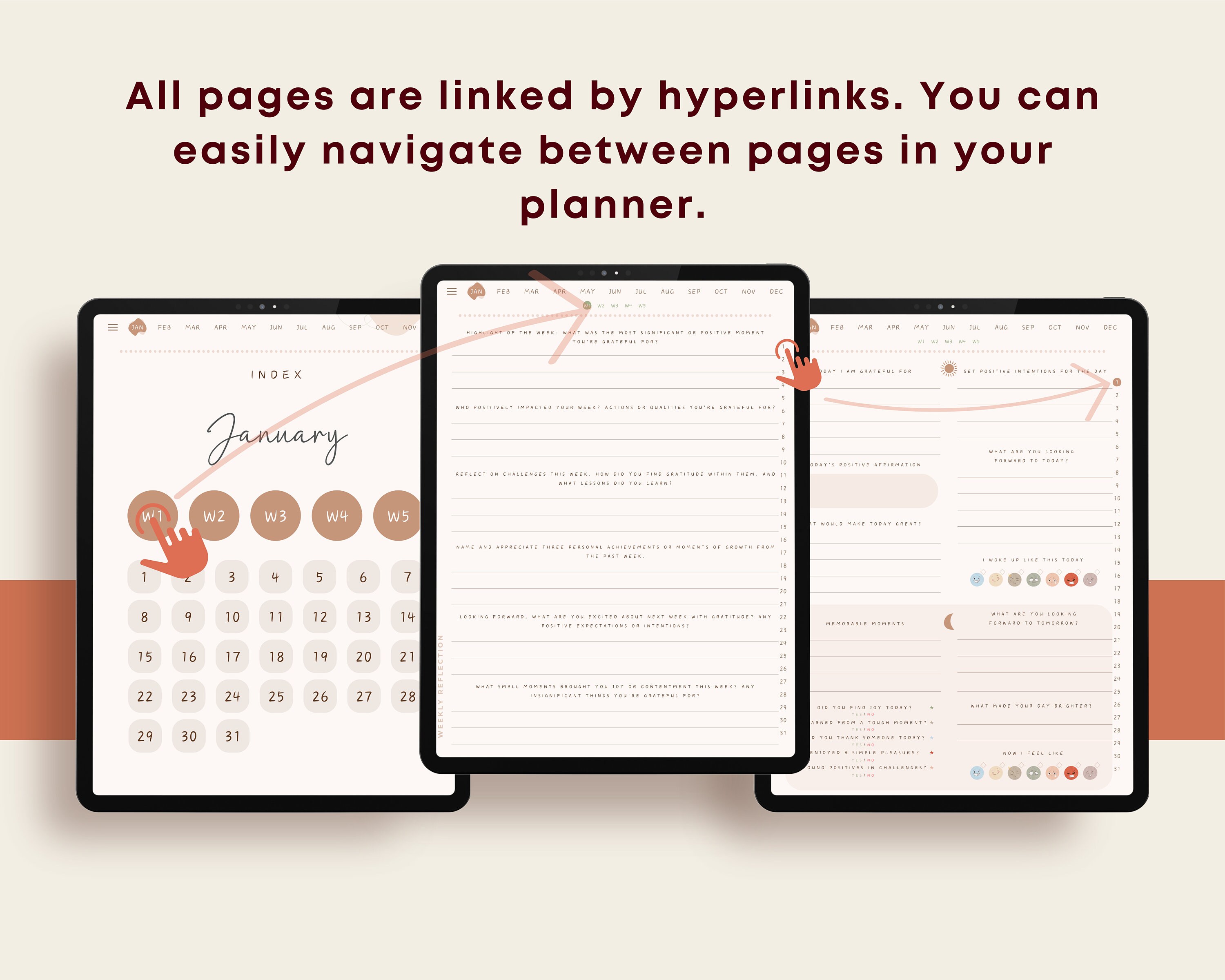 Gratitude Journal Printable Undated Hyperlinked Pages Daily iPad Pro ...