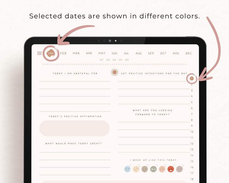 Gratitude Journal Printable Undated Hyperlinked Pages Daily iPad Pro ...