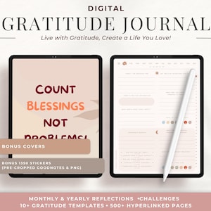 Gratitude Journal Printable Undated Hyperlinked Pages Daily iPad Pro ...