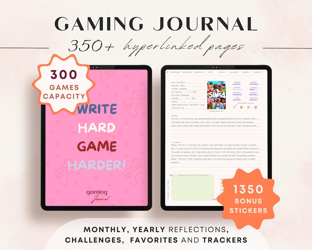 Gaming Journal for Video Games & Board Games, Digital Game Tracker With ...