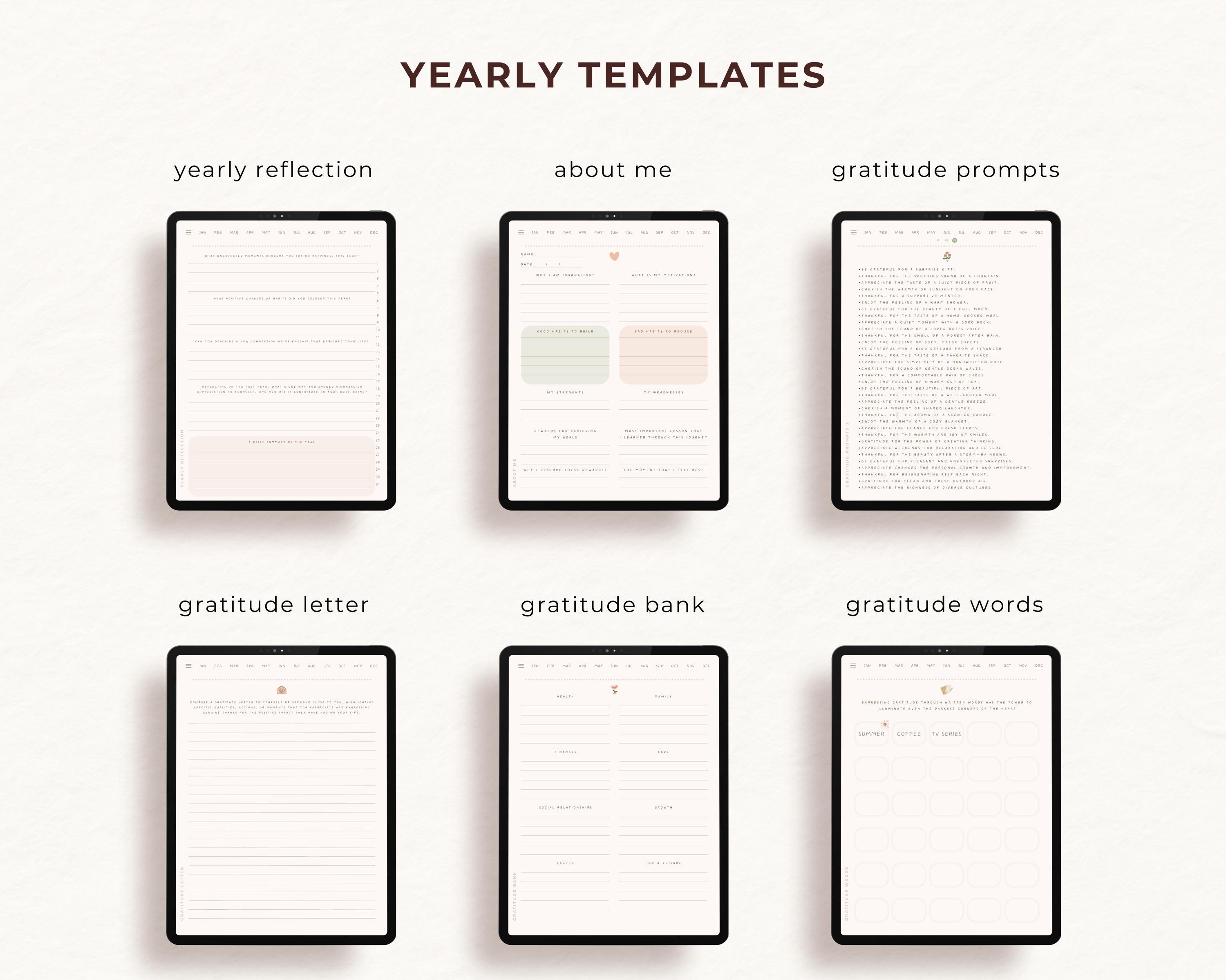 Gratitude Journal Printable Undated Hyperlinked Pages Daily iPad Pro ...