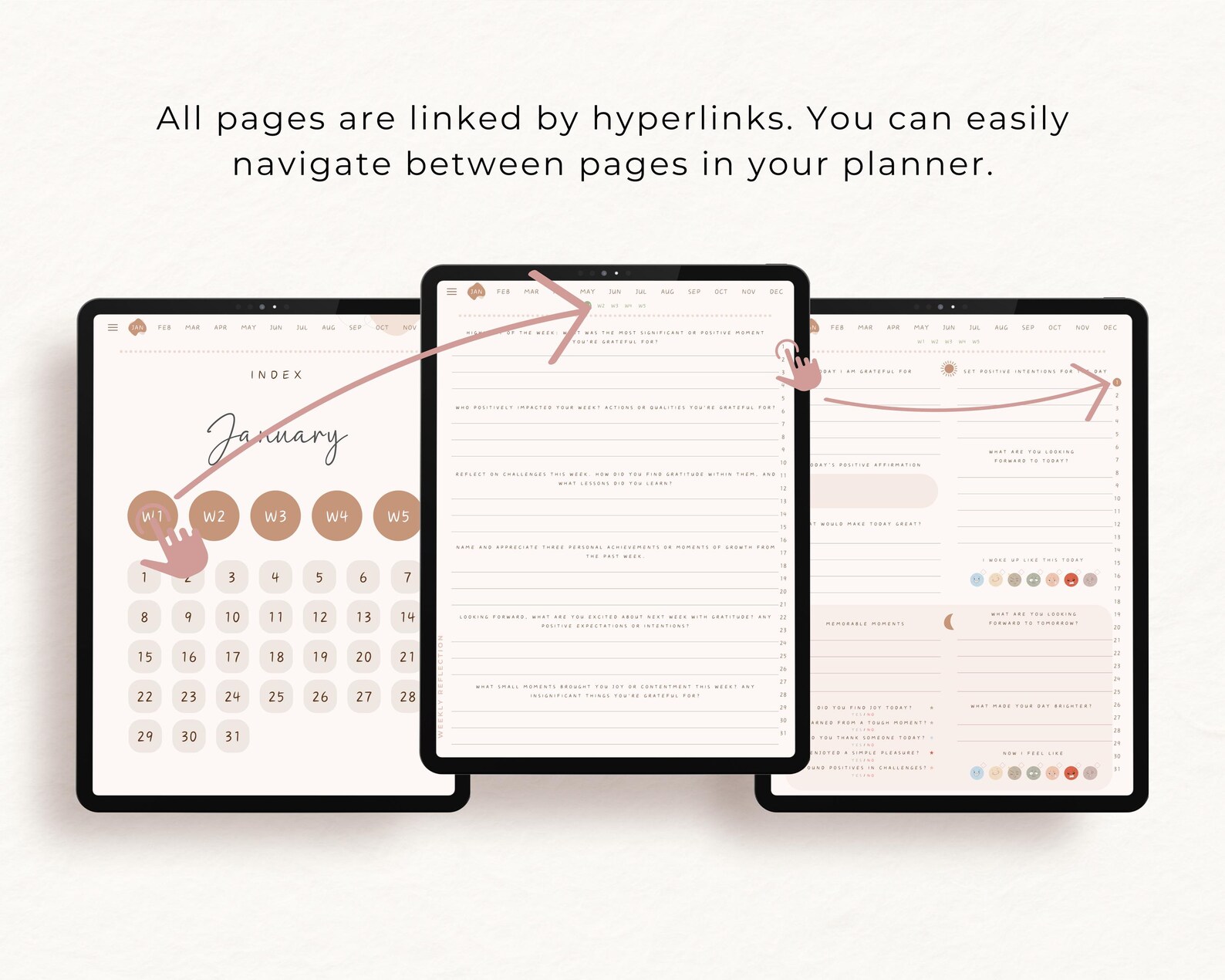 Gratitude Journal Printable Undated Hyperlinked Pages Daily iPad Pro ...