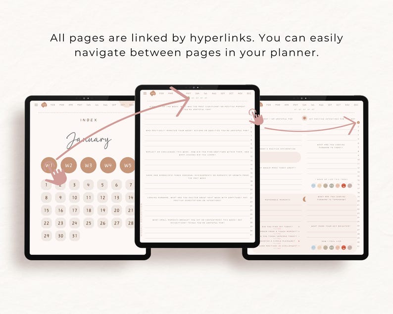 Gratitude Journal Printable Undated Hyperlinked Pages Daily iPad Pro ...