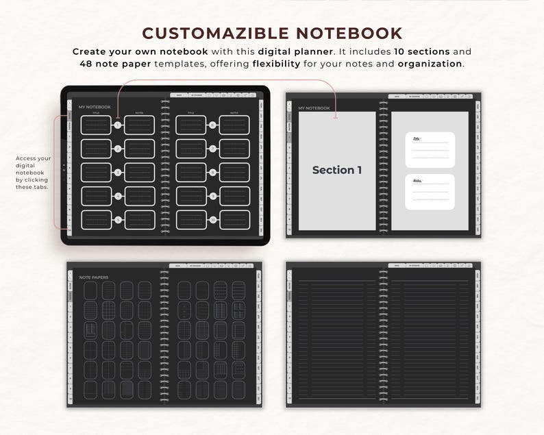 Dark Mode Digital Planner: All-in-one Life Planner, Goodnotes Template ...