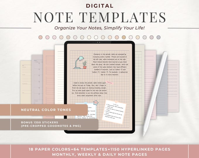 168 Paper Texture Digital Note Taking Template, Dot, Lined, Cornell ...