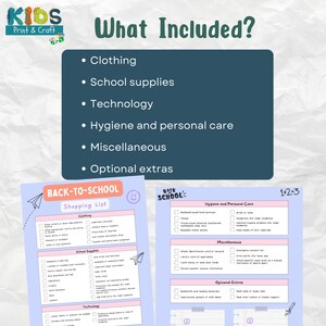 Back to School Shopping List Template, School Supply List Printable ...