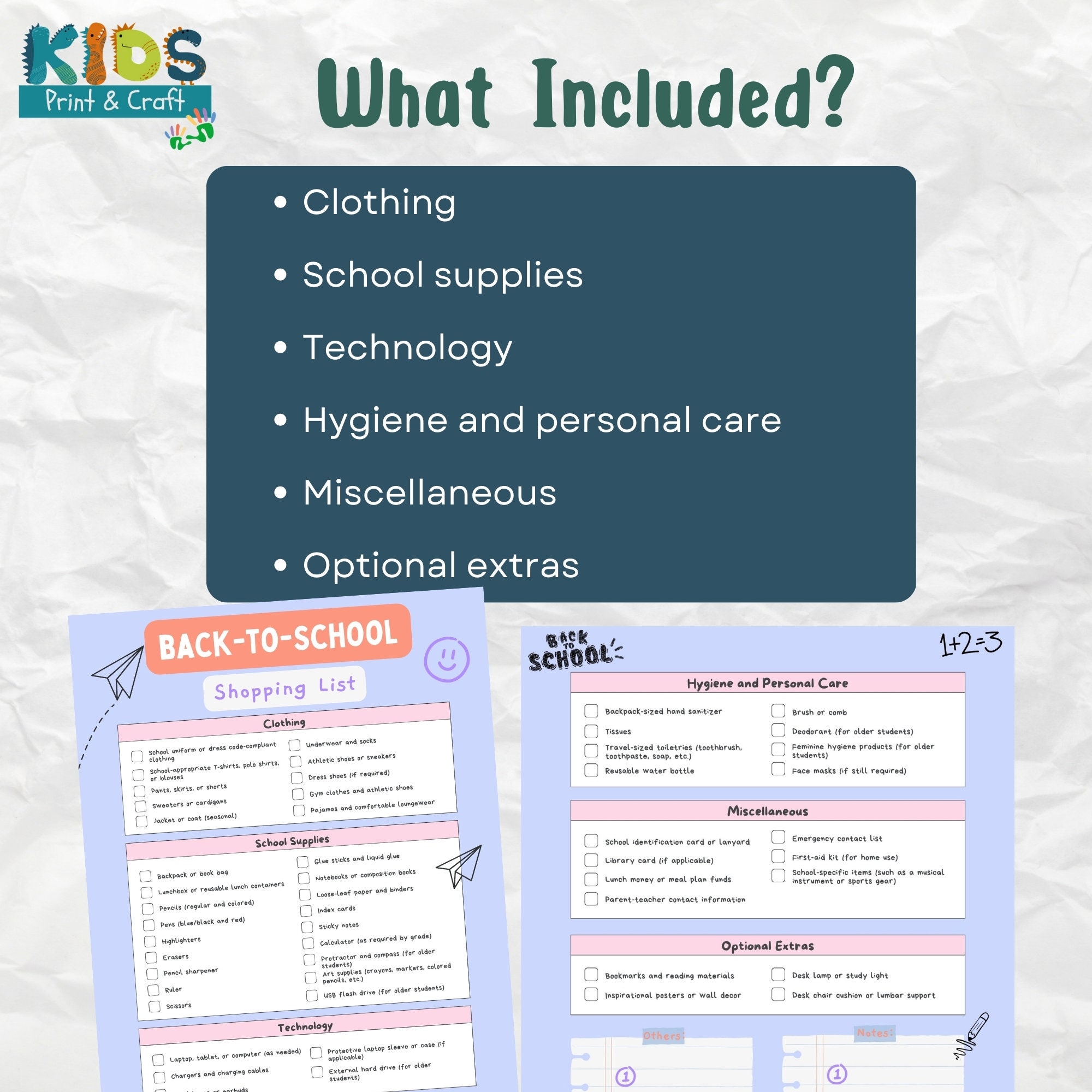 Back to School Shopping List Template, School Supply List Printable ...