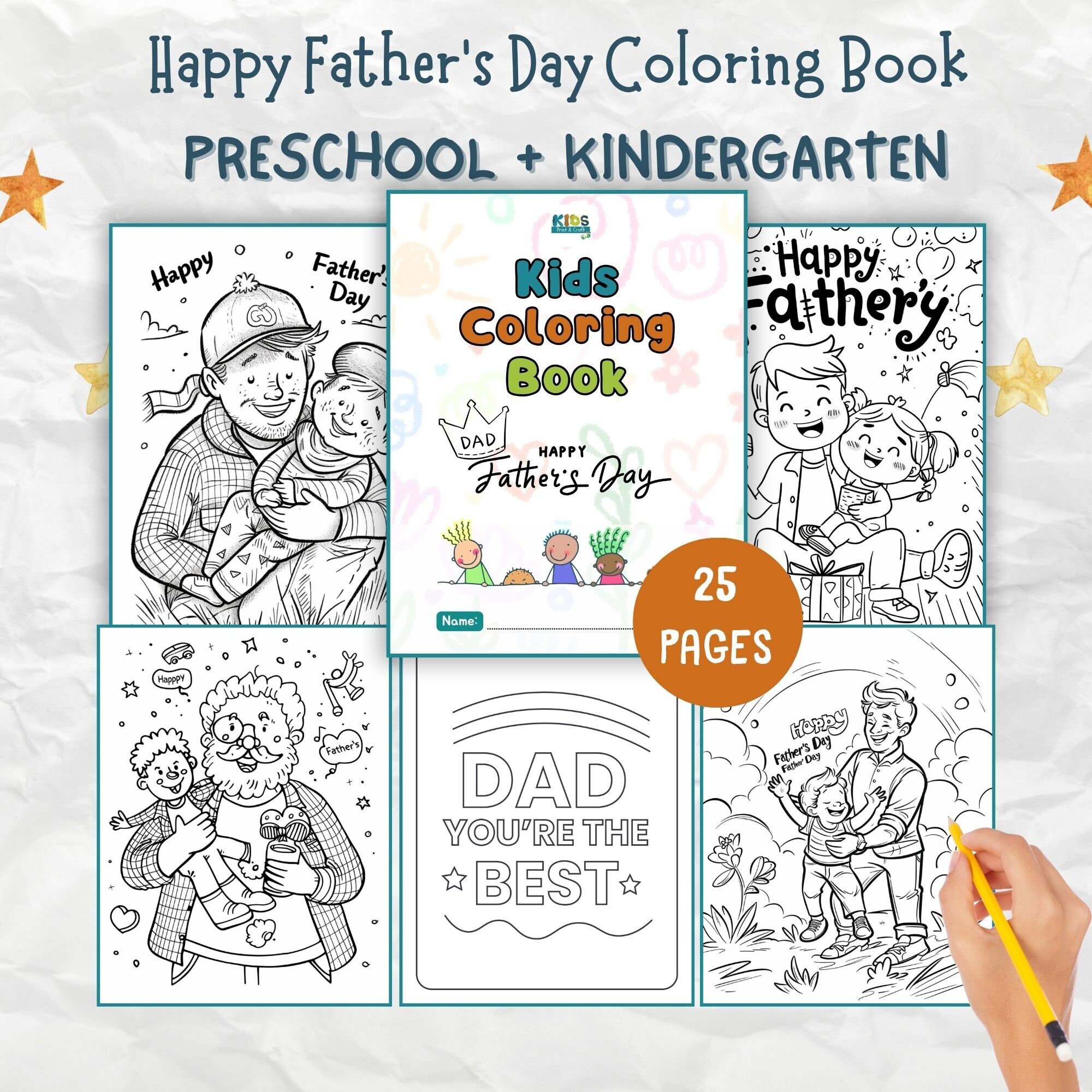 Father's Day Coloring Greeting Cards, Fathers Day Coloring Book, 25 ...