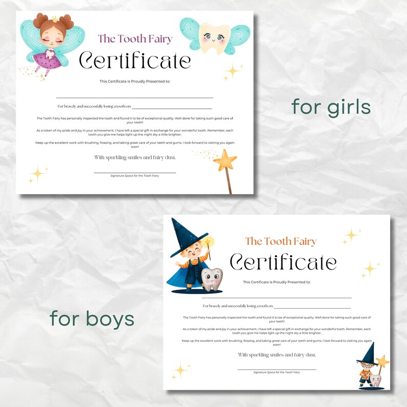 Editable Tooth Fairy Printable Certificate, First Tooth Lost Instant ...
