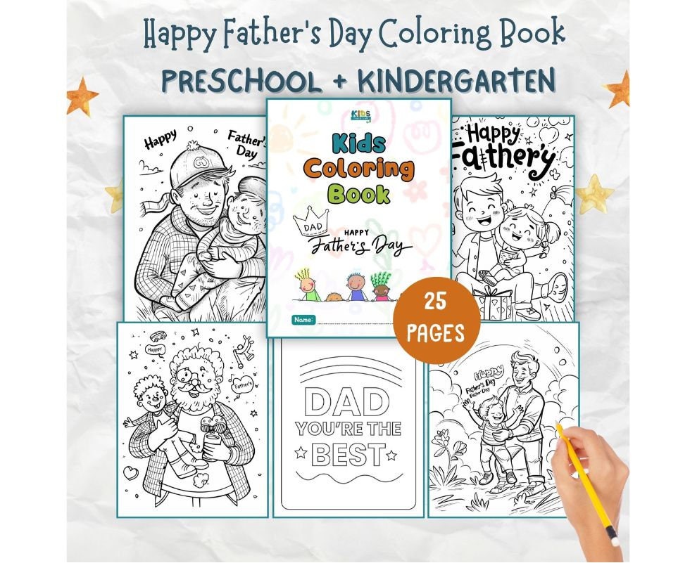 Father's Day Coloring Greeting Cards, Fathers Day Coloring Book, 25 ...