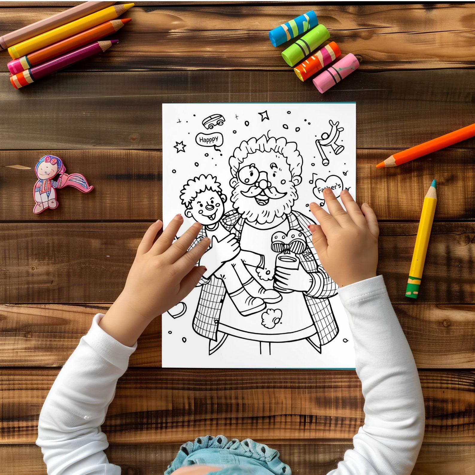 Father's Day Coloring Greeting Cards, Fathers Day Coloring Book, 25 ...