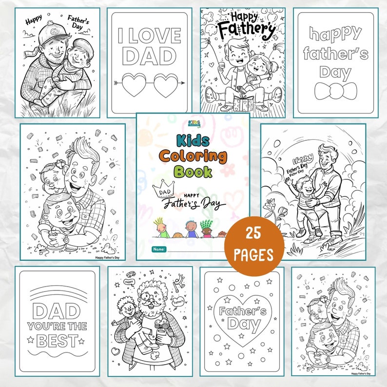 Father's Day Coloring Greeting Cards, Fathers Day Coloring Book, 25 ...