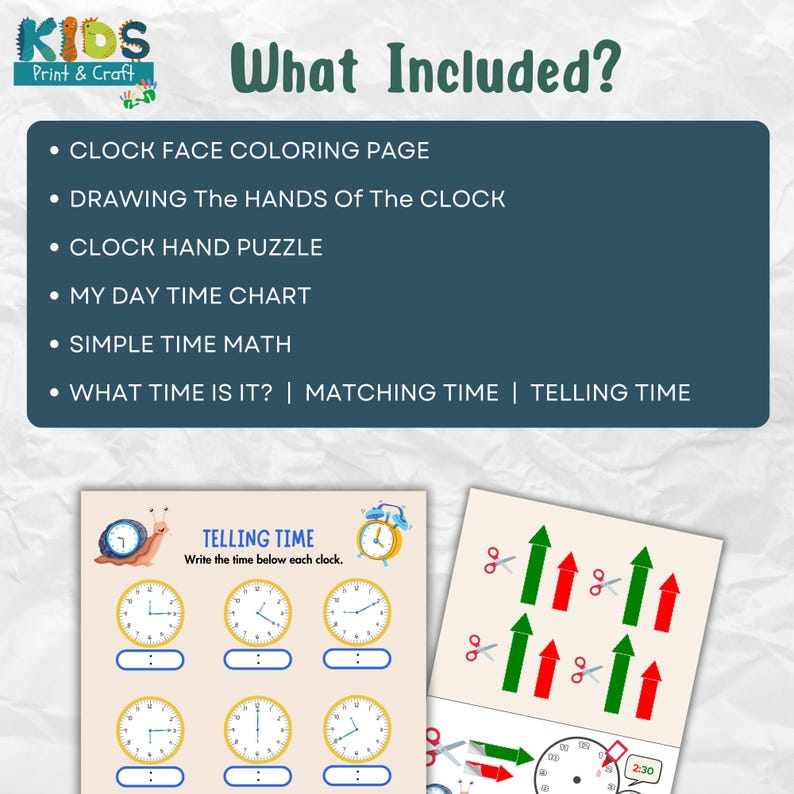 Learning Time Clock Instant Printable and Canva Templates, Telling Time ...