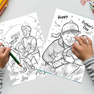 Father's Day Coloring Greeting Cards, Fathers Day Coloring Book, 25 ...