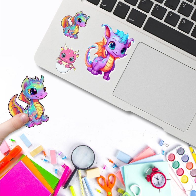 Cute Dragon Kids Printable Stickers, Baby Dragon Sticker Sheet ...