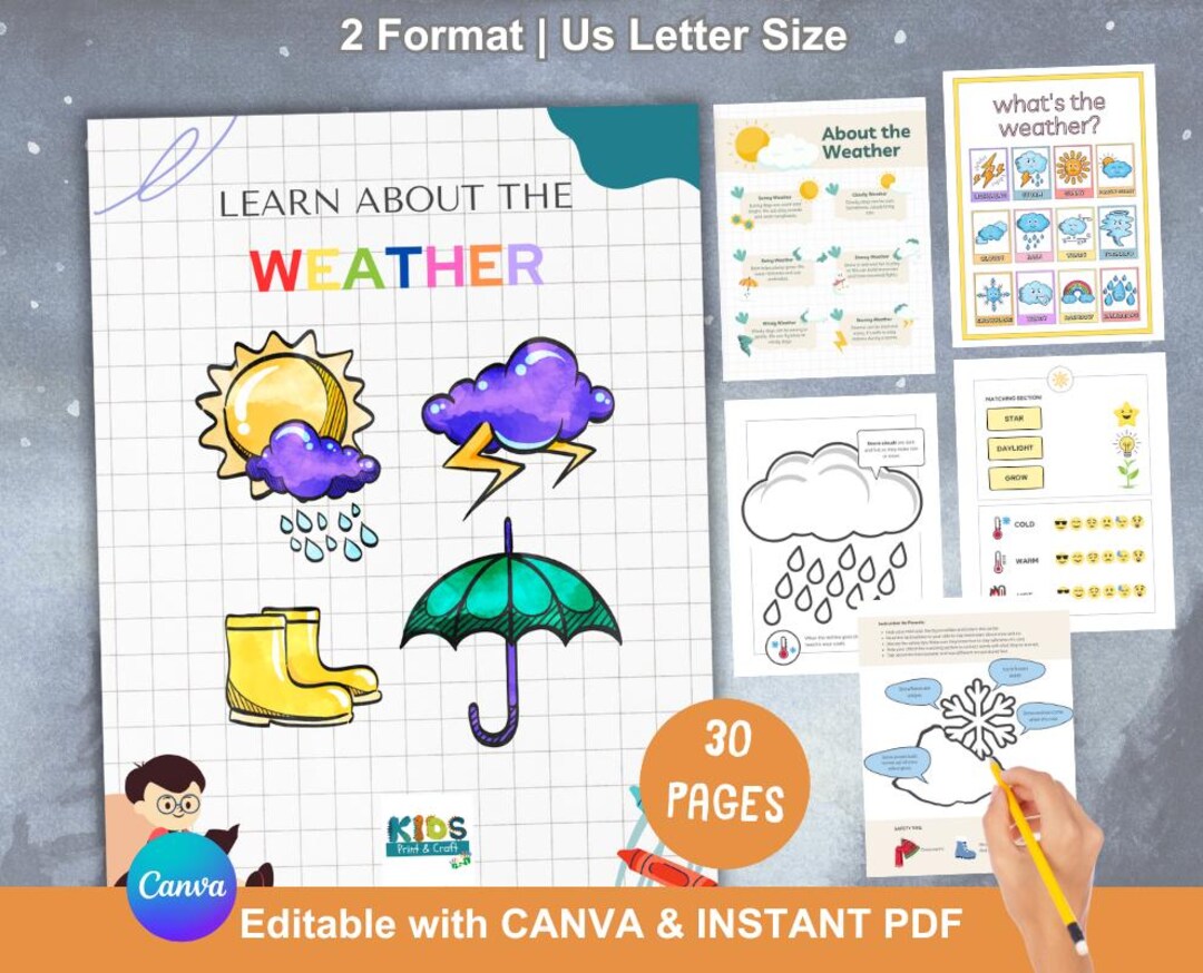 Weather Learning Activity Bundle, Learn About Weather Worksheet ...