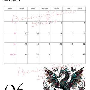 Printable Monthly Calendar 2024 With Notes Section, Beautiful Boho ...