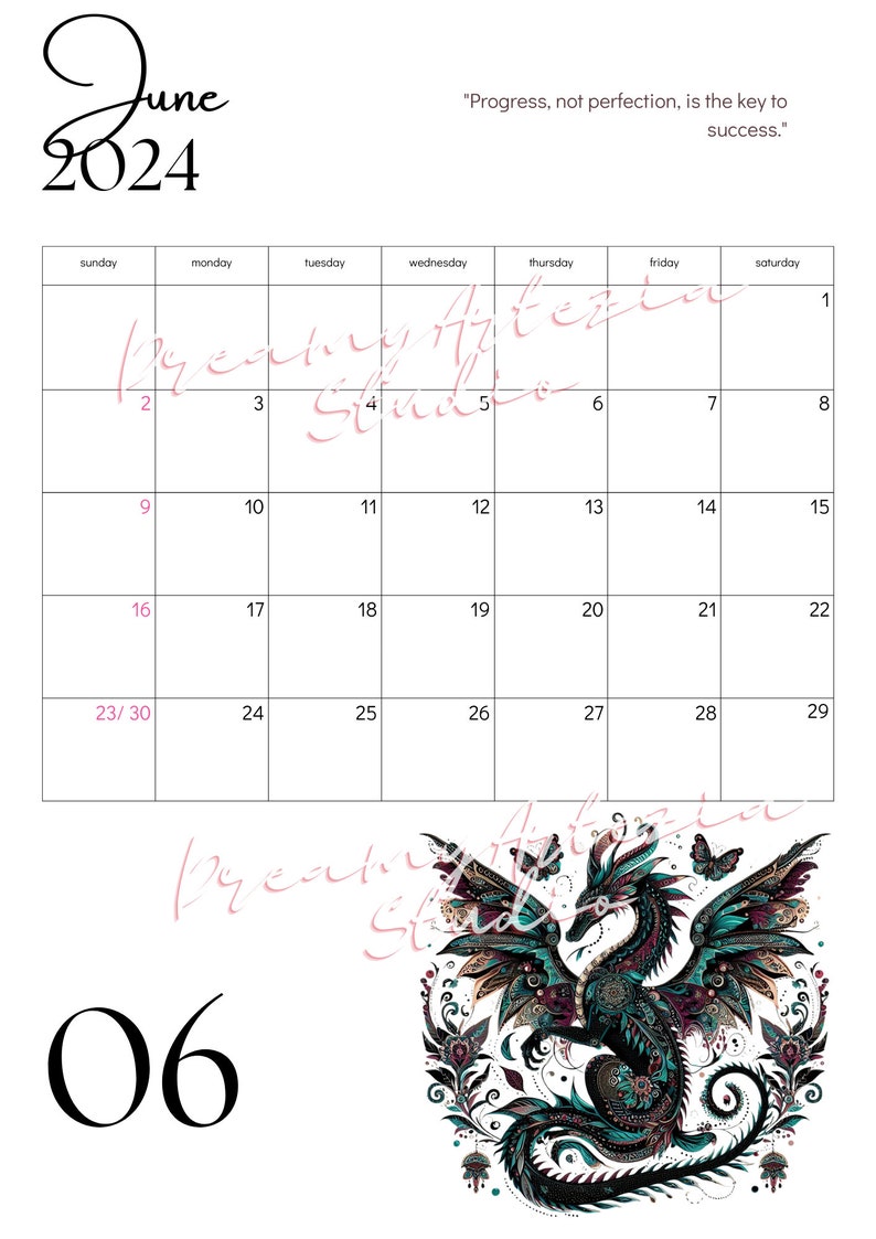Printable Monthly Calendar 2024 With Notes Section, Beautiful Boho ...