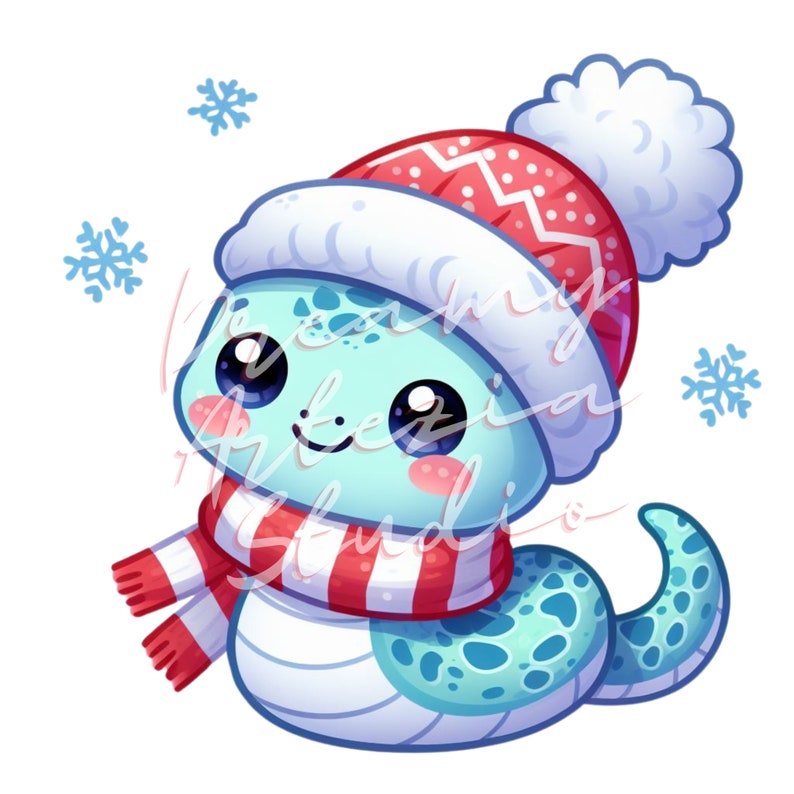Whimsical Winter Snakes Clipart - Cute Cartoon Boho Style Illustrations ...