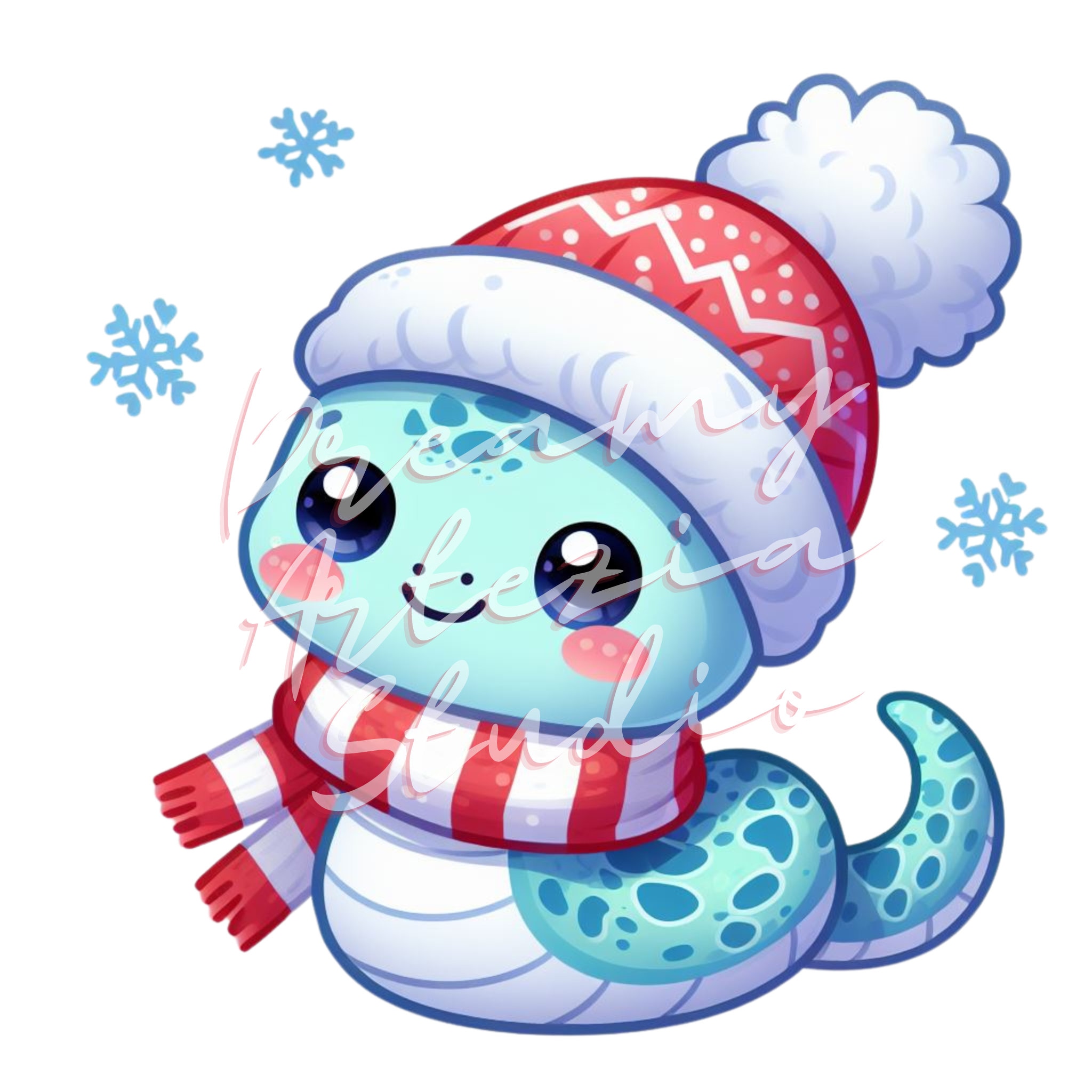 Whimsical Winter Snakes Clipart - Cute Cartoon Boho Style Illustrations ...