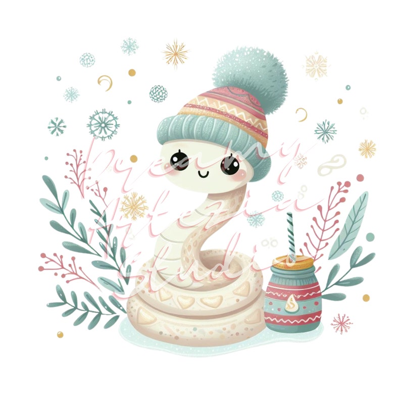 Whimsical Winter Snakes Clipart - Cute Cartoon Boho Style Illustrations ...
