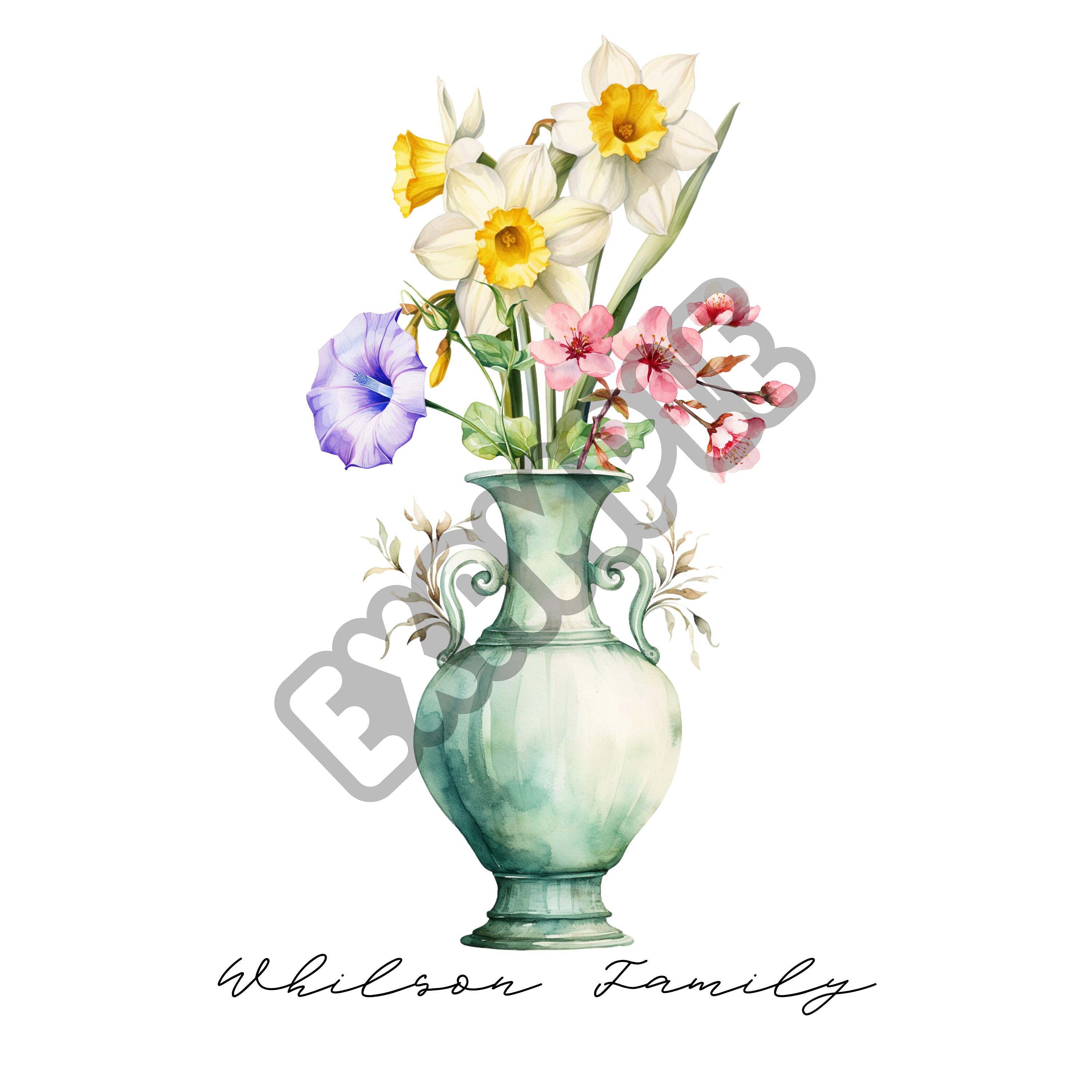 Watercolor Birth Month Flower Kit - 47 Watercolor Floral PNG Clipart ...