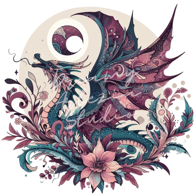 Boho Gothic Dragon Clipart Bundle - Set of 13 PNG Illustrations - Etsy