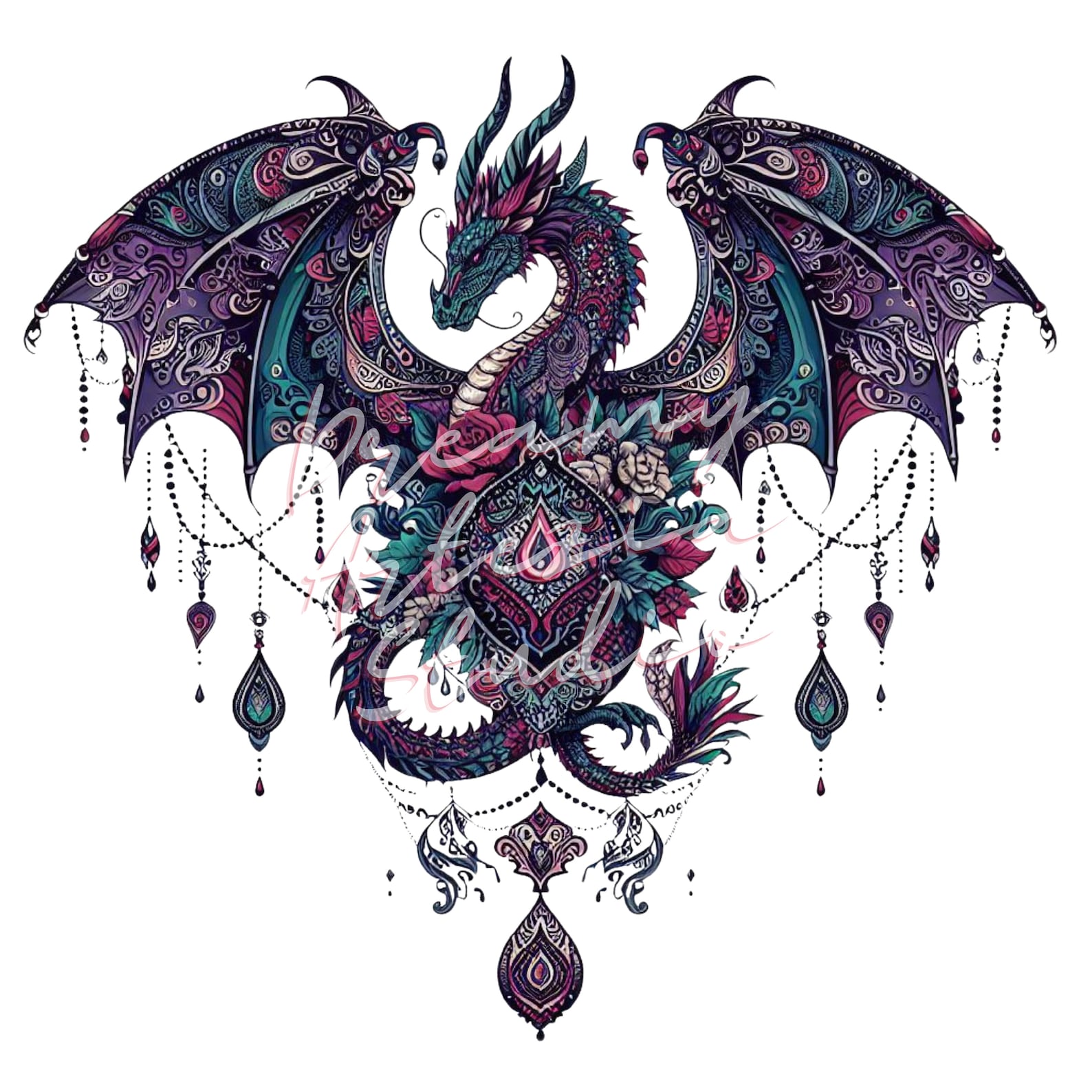 Boho Gothic Dragon Clipart Bundle - Set of 13 PNG Illustrations - Etsy