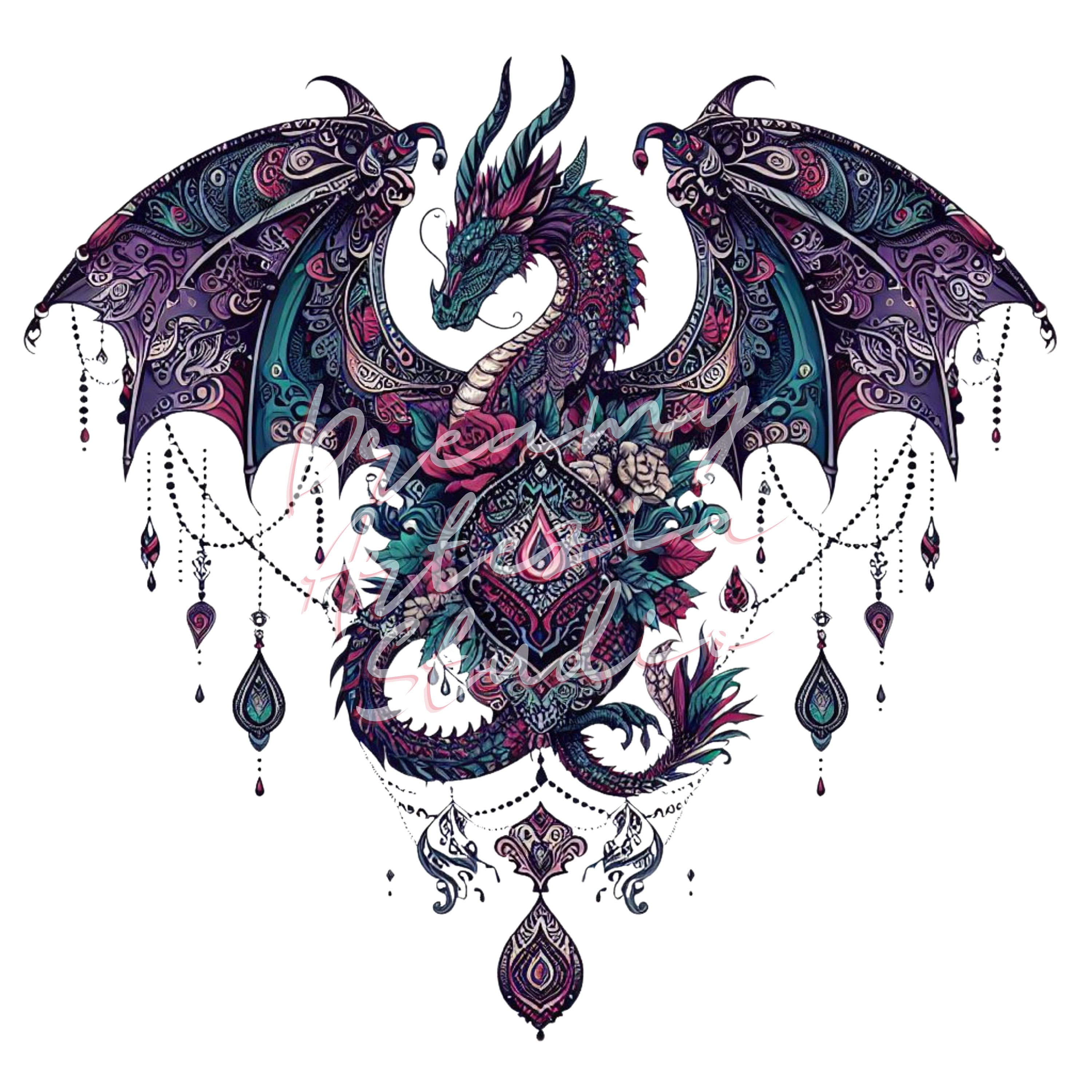 Boho Gothic Dragon Clipart Bundle Set of 13 PNG Illustrations - Etsy