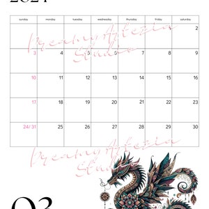Printable Monthly Calendar 2024 With Notes Section, Beautiful Boho ...