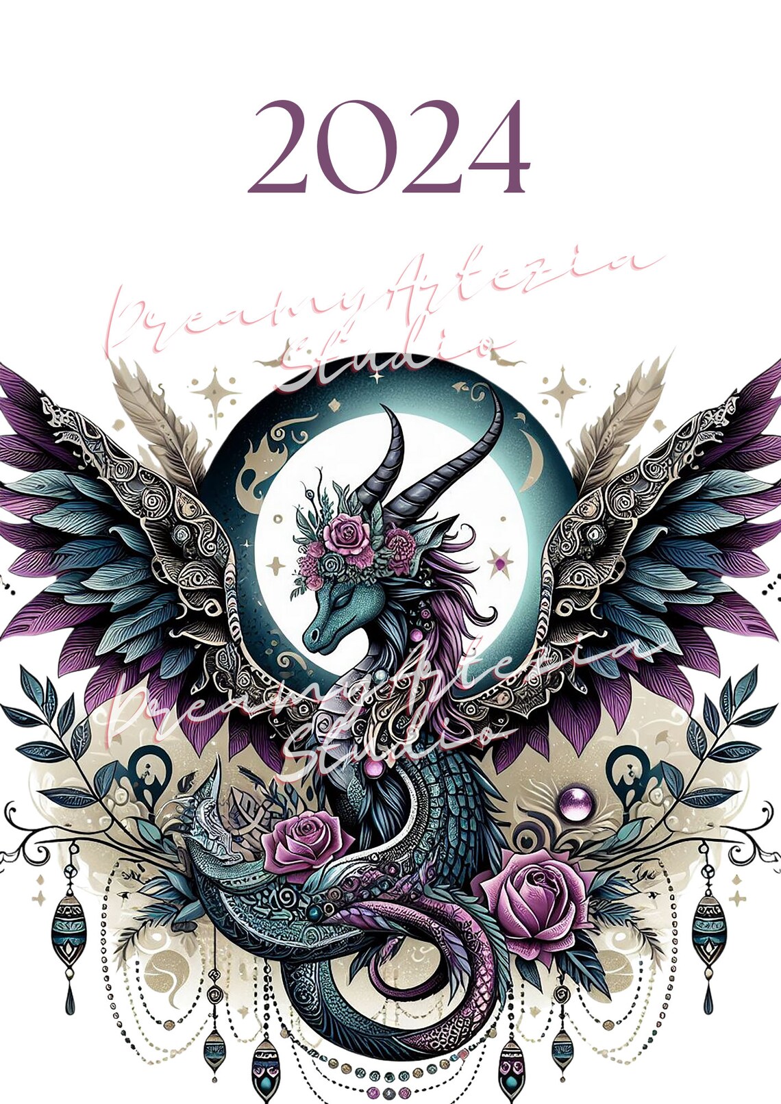 Printable Monthly Calendar 2024 With Notes Section, Beautiful Boho ...