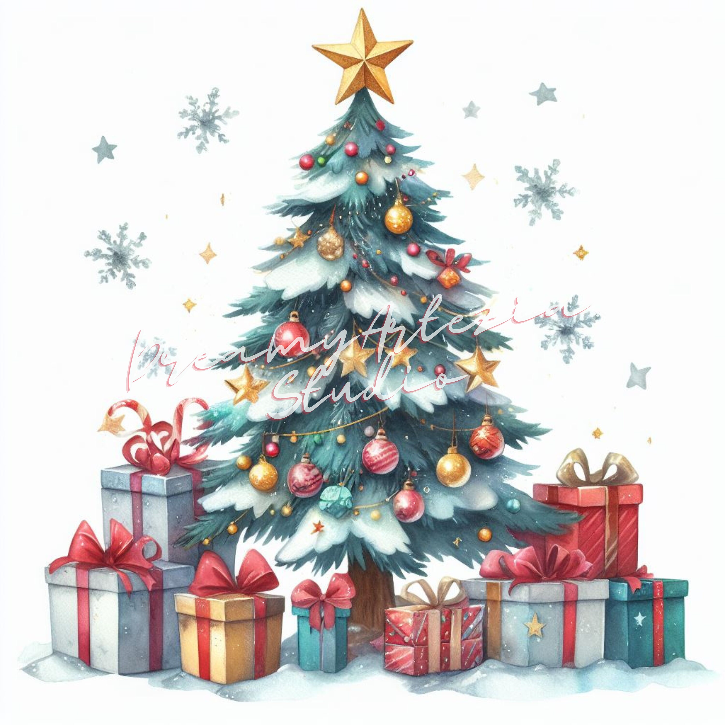 Christmas Tree Clipart Bundle 3 High Quality JPG, PNG, Digital Download ...