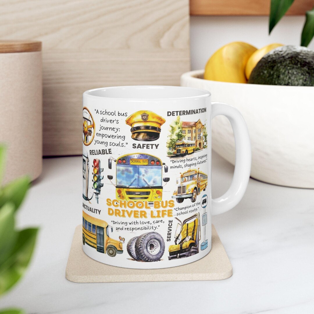 School Bus Driver Life Mug | Bus Driver Appreciation Gift | Yellow Bus ...