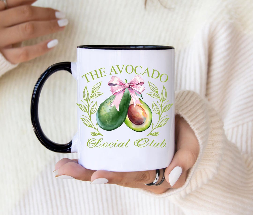 The Avocado Social Club Mug | Cute Avocado Coffee Cup | Fun Foodie Gift ...
