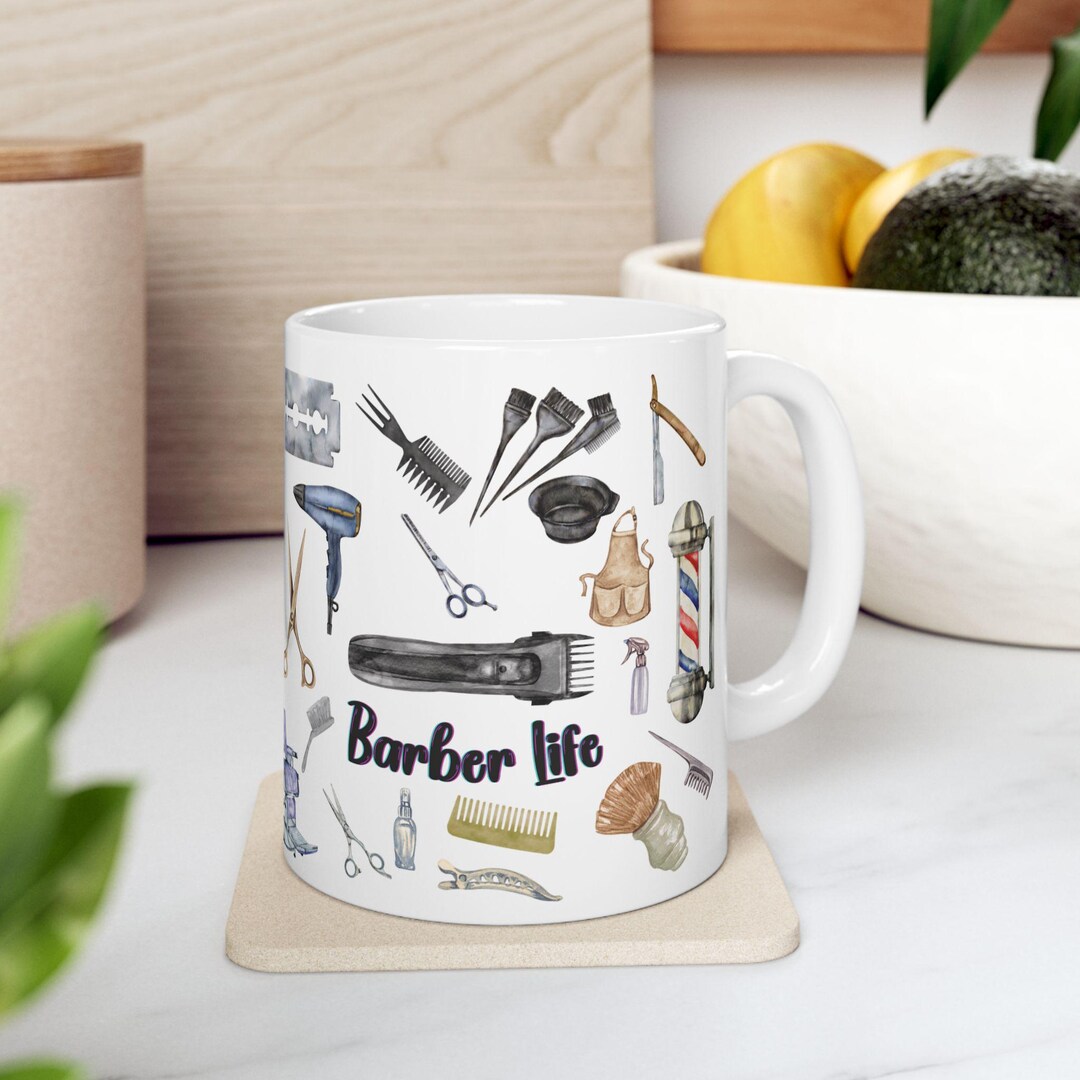 Barber Life Mug: Watercolor Barber Tool Art Coffee Cup - Etsy