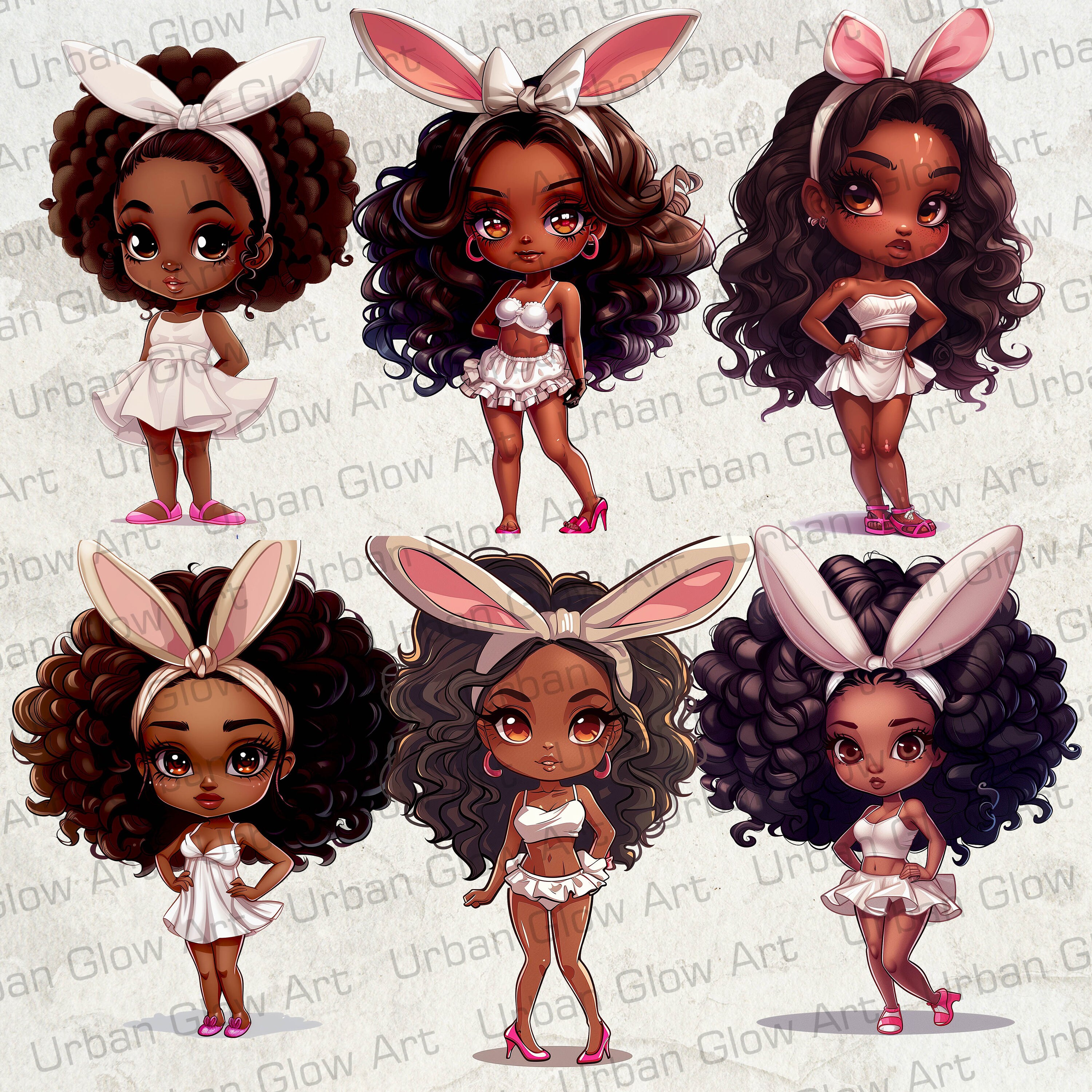 Chibi Afro Girl Clipart, Cute Afro Girl PNG, Lovely Afro Girl ...