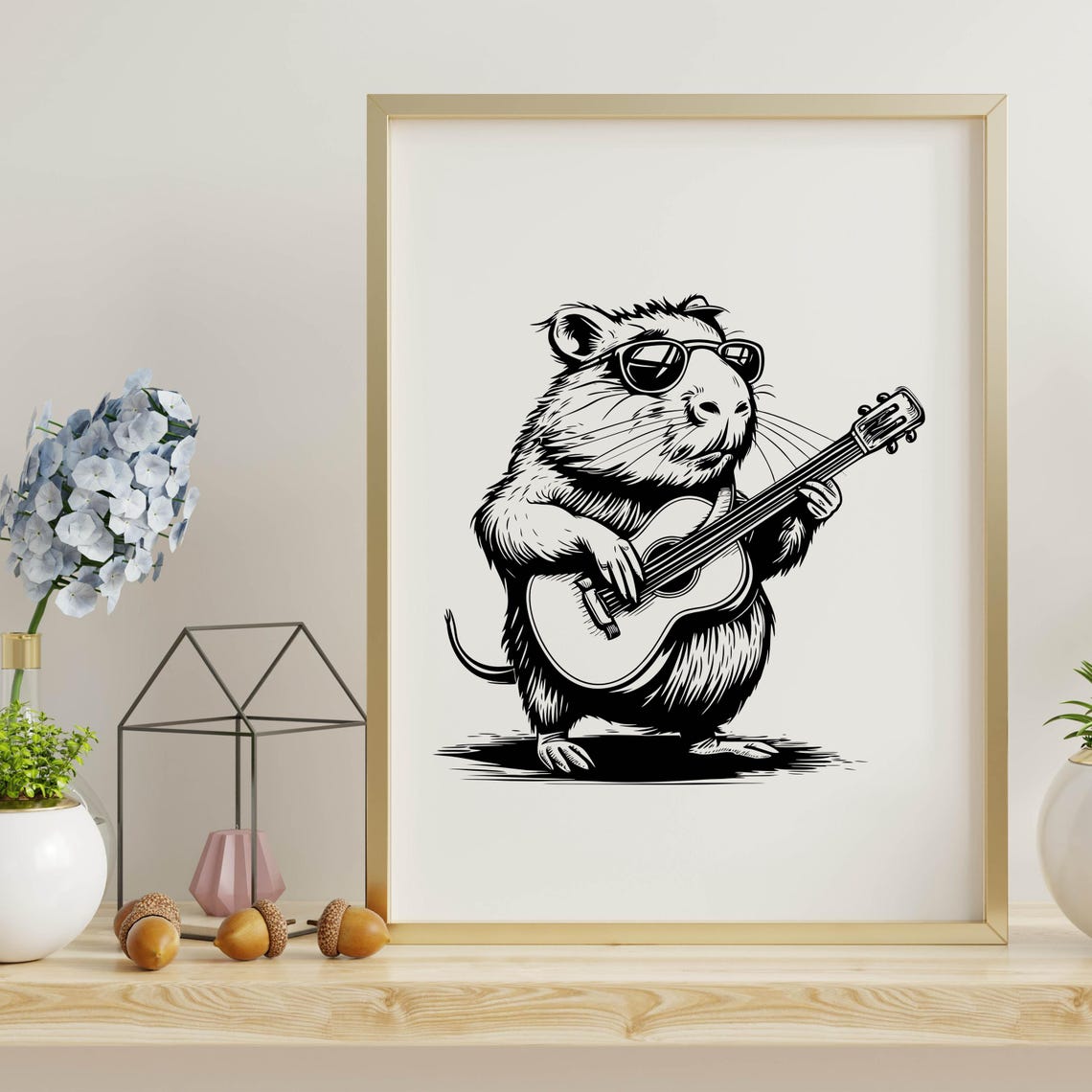 Capybara SVG, Capybara Funny Art SVG, Capybara With Guitar SVG, Engrave File, Animals Art, Png ...