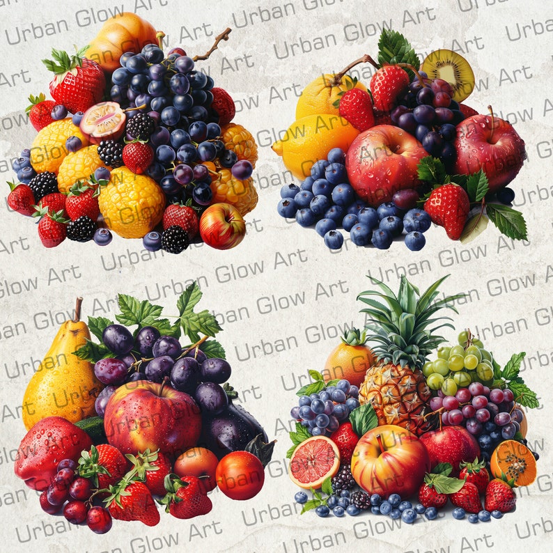 22 Watercolor Fruits Clipart, Fruits Illustrations, Fruits Plate PNG ...