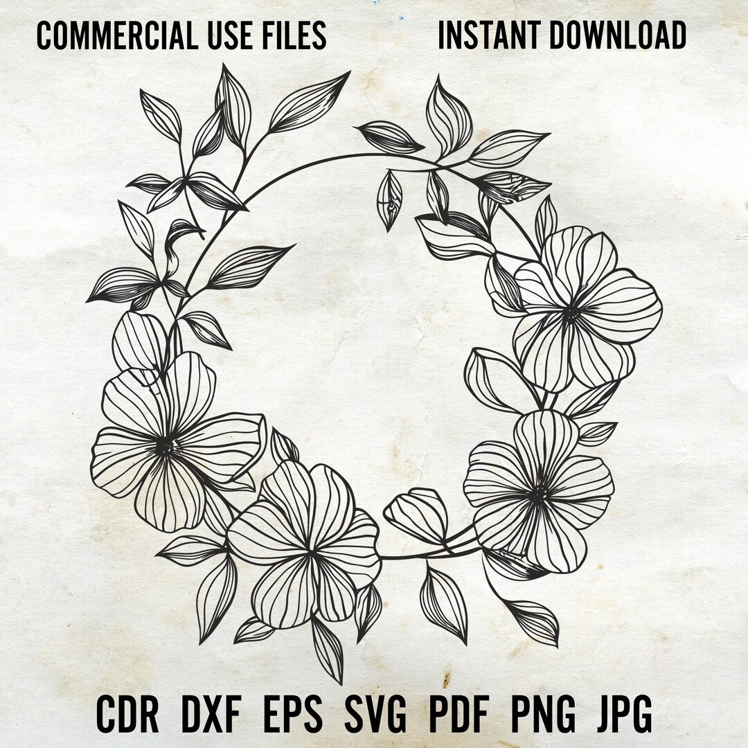 Hibiscus Vector Wreath, Hibiscus Wreath Svg, Floral Round Svg, Tropical ...
