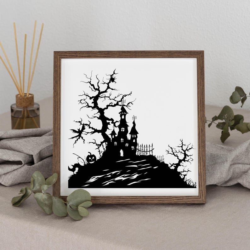 Haunted House Svg, Spooky Castle SVG, Halloween Tree Svg, Halloween ...