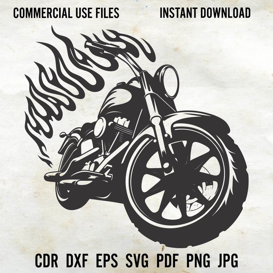Burning Motorcycle Svg & Png, Motorcycle Clipart, Motorbike Vector ...