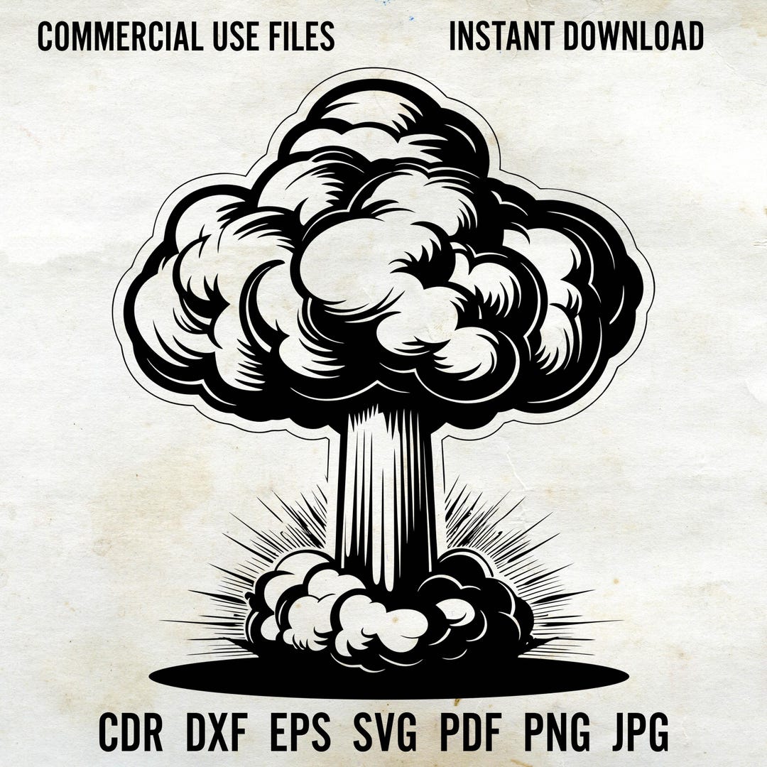 Atomic Bomb Svg, Mushroom Cloud, Png Dxf Eps Pdf, Laser Engrave Print ...