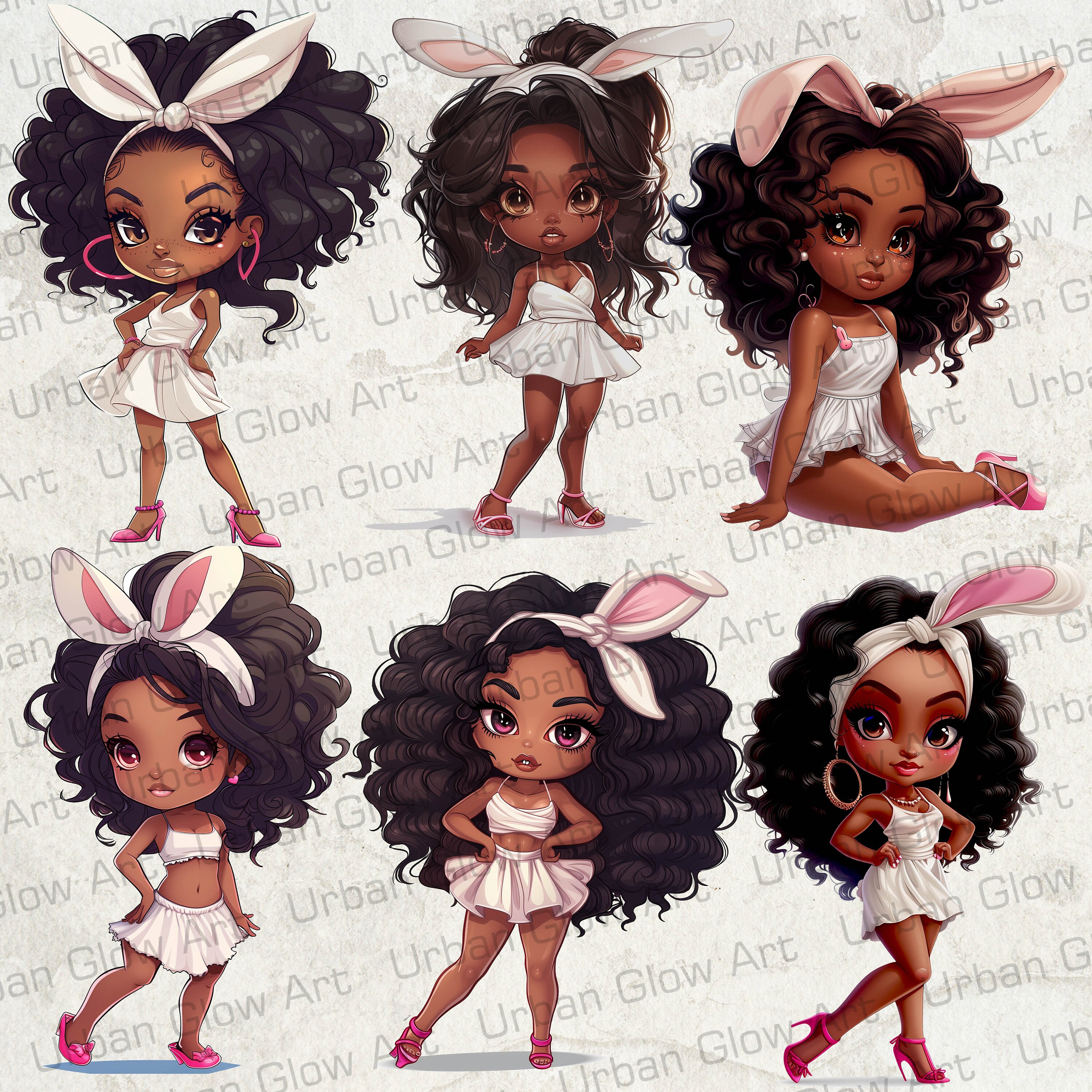 Chibi Afro Girl Clipart, Cute Afro Girl PNG, Lovely Afro Girl ...