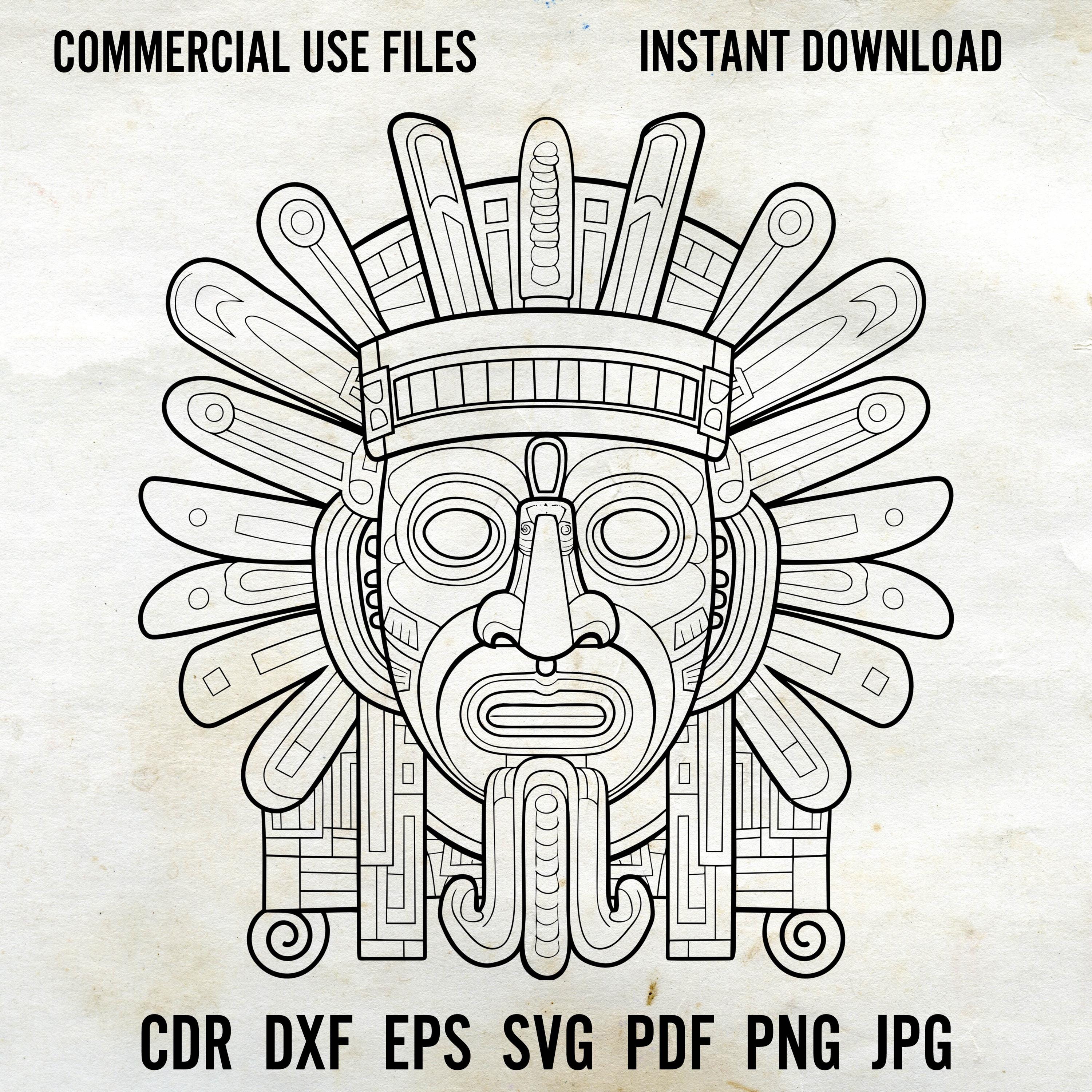 Aztec Mask Vector SVG Vector Mask PNG Digital File, Vector Graphic ...