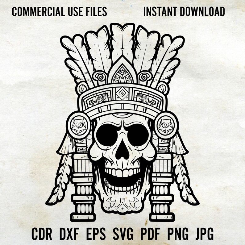 Aztec Skull Mask SVG Vector Mask PNG Digital File, Vector Graphic ...