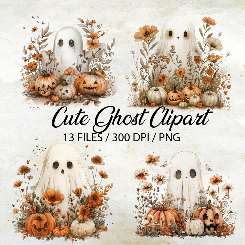 Halloween PNG, Cite Spooky Ghost, Autumn Sublimation Design, Fall Png ...