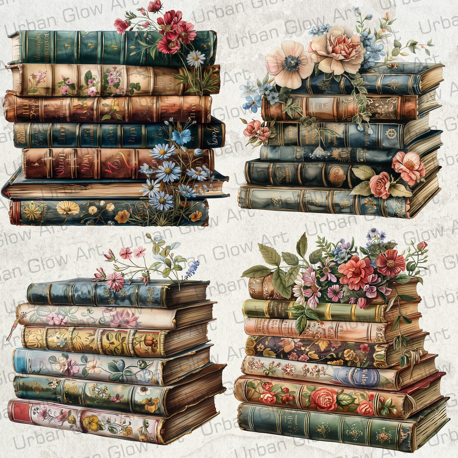Vintage Books Clipart, 17 High Quality Jpgs, Nursery Art, Instant ...