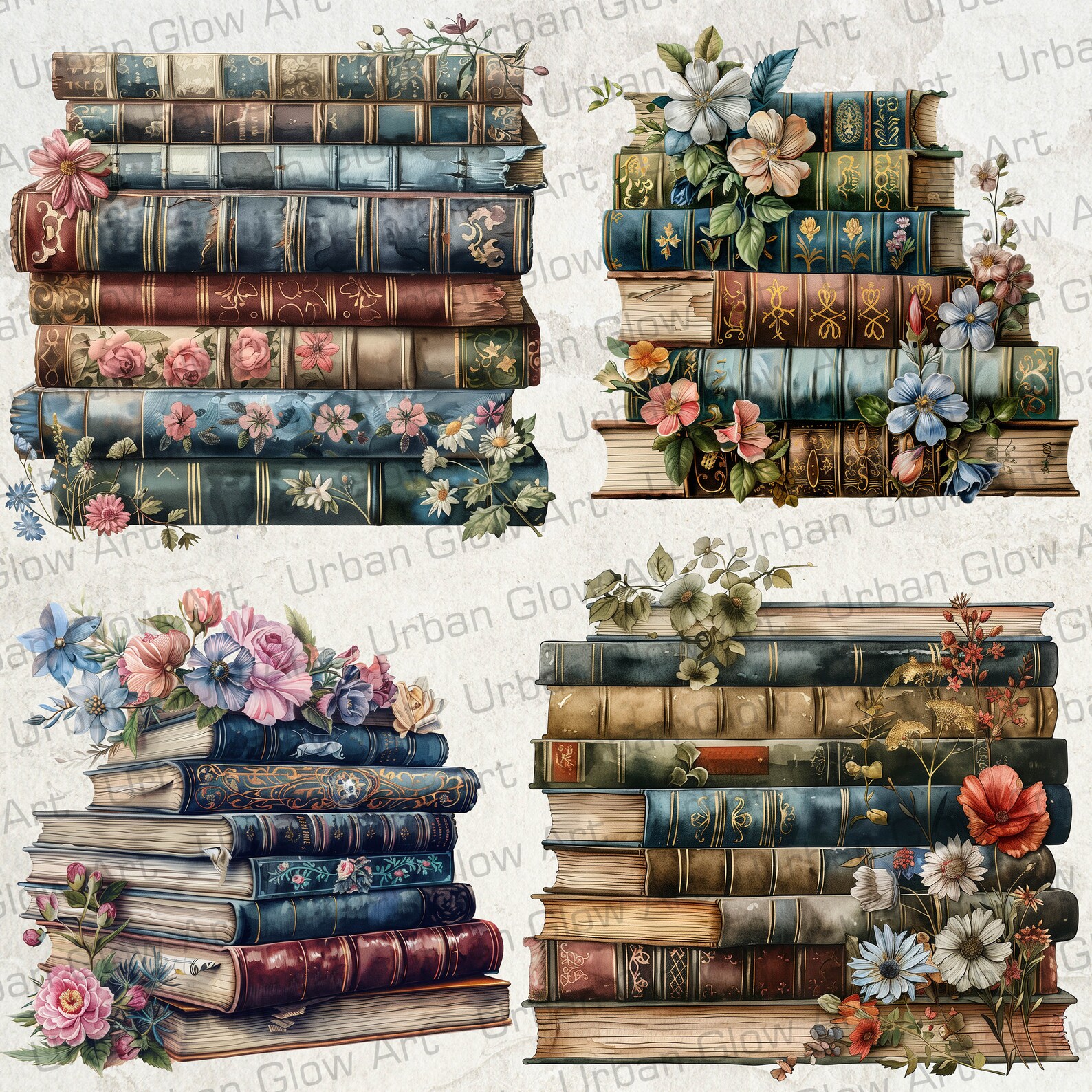 Vintage Books Clipart, 17 High Quality Jpgs, Nursery Art, Instant ...