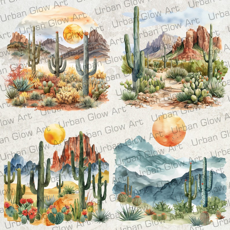 17 Watercolor Arid Desert Clipart, HQ Files PNG'S Desert Landscape ...